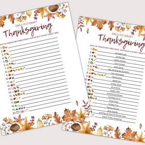 Thanksgiving Emoji Game, Family Thanksgiving Game, Friendsgiving Games ...