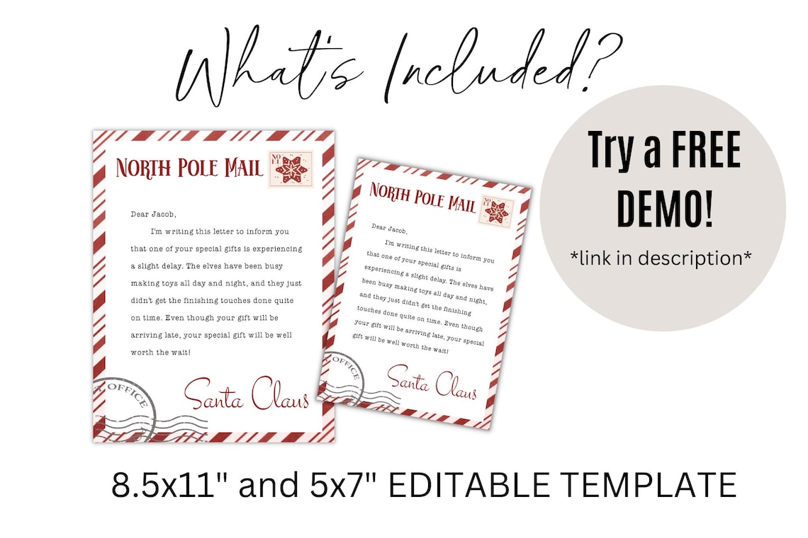 Delayed Christmas Gift Printable Kids Delayed Gift Note From - Etsy