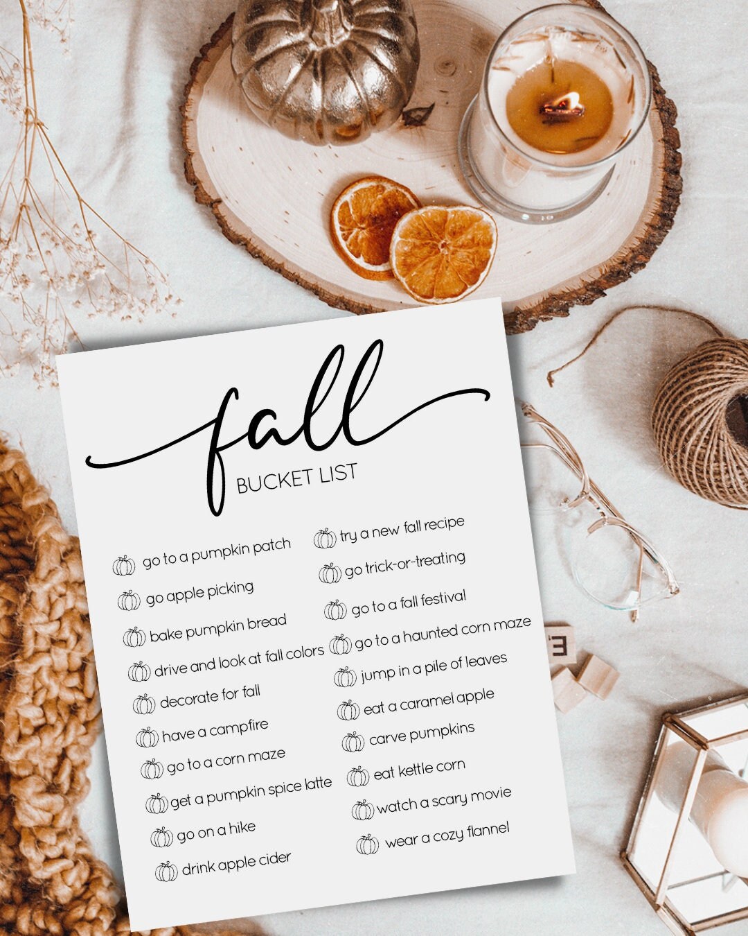 Minimalist Fall Bucket List | Printable Fall to Do List | Fall ...