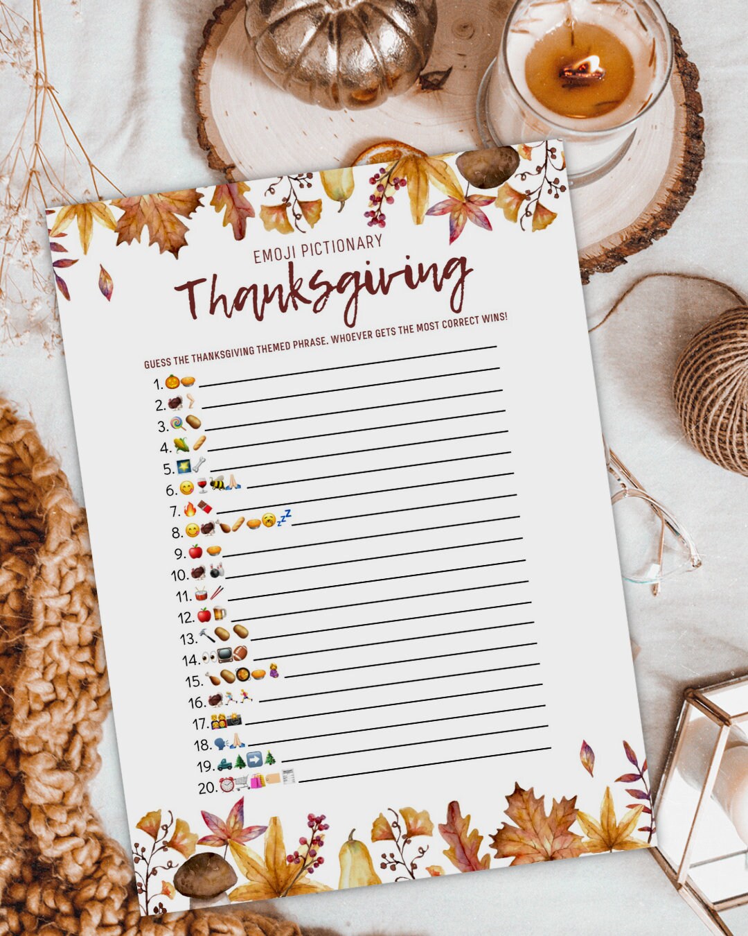 Thanksgiving Emoji Game, Family Thanksgiving Game, Friendsgiving Games ...