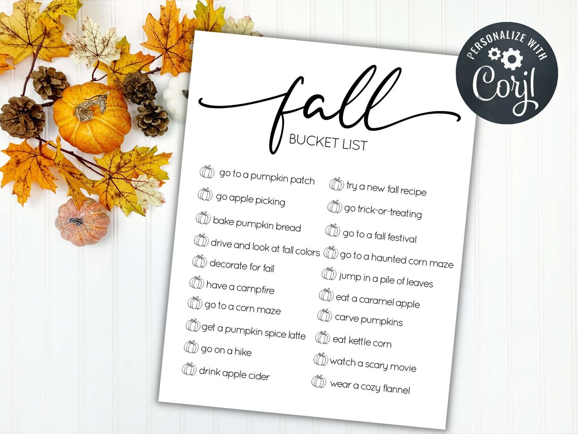 Minimalist Fall Bucket List Printable Fall to Do List Fall - Etsy