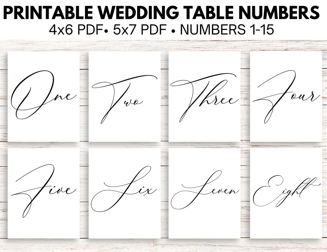 Modern Wedding Table Numbers Printable Modern Minimalist - Etsy