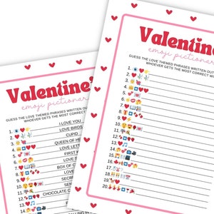 Valentines Emoji Game, Emoji Pictionary, Valentines Day Game, Printable ...