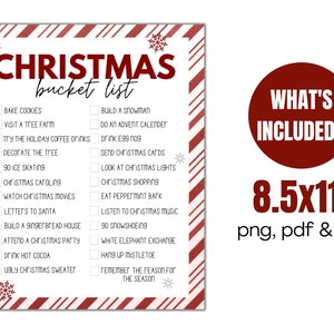Christmas Bucket List Printable, Winter Bucket List Template, Christmas ...
