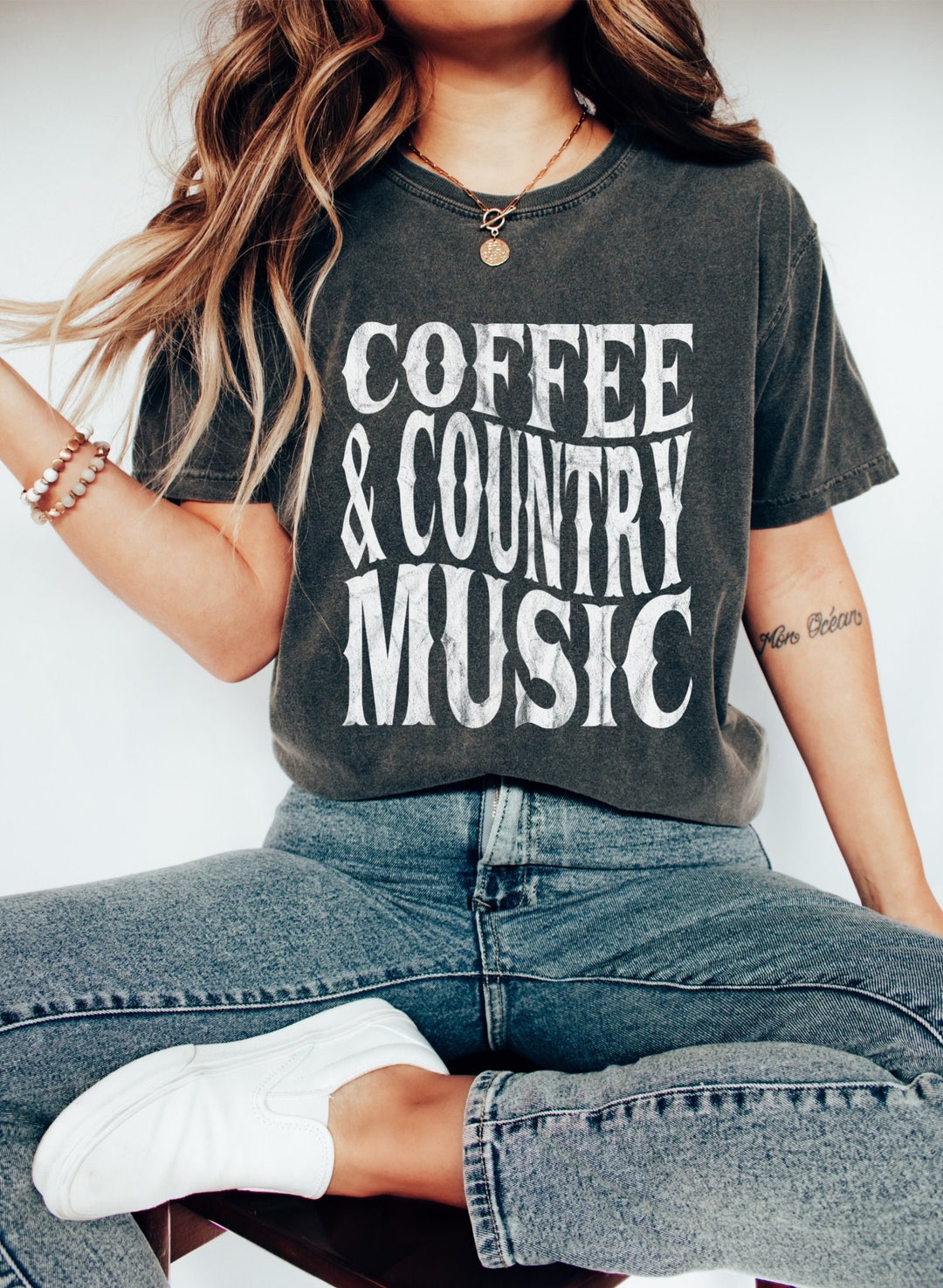 Country Shirt, Coffee and Country Music, Country Concert Tee, Comfort ...