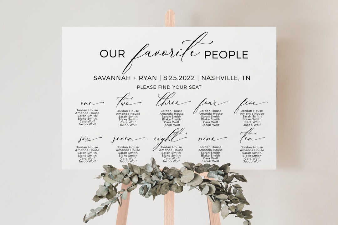 Modern Minimalist Wedding Seating Chart Sign | Our Favorite People ...