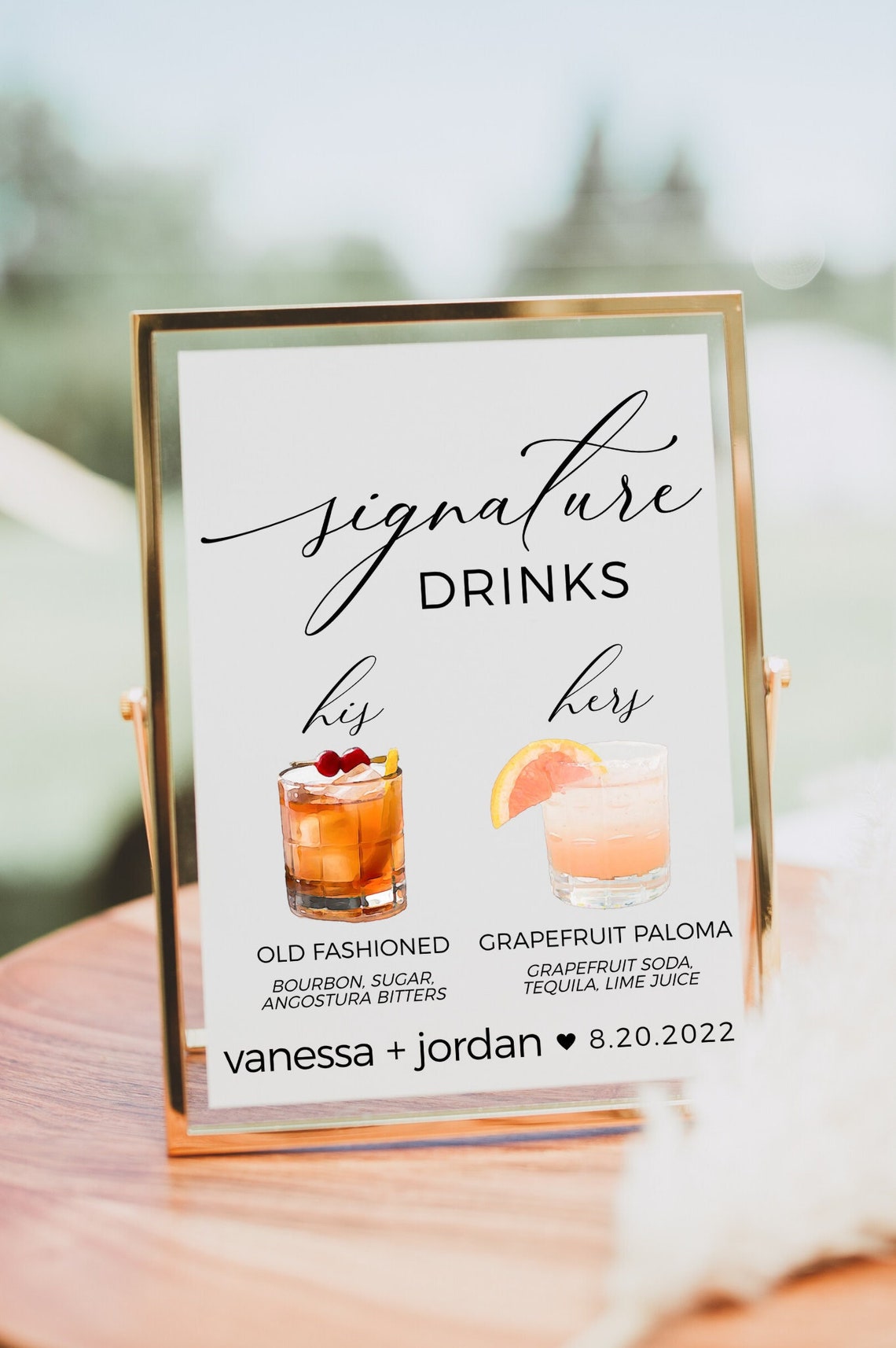 Signature Drinks Sign Template His and Hers Drinks Sign - Etsy