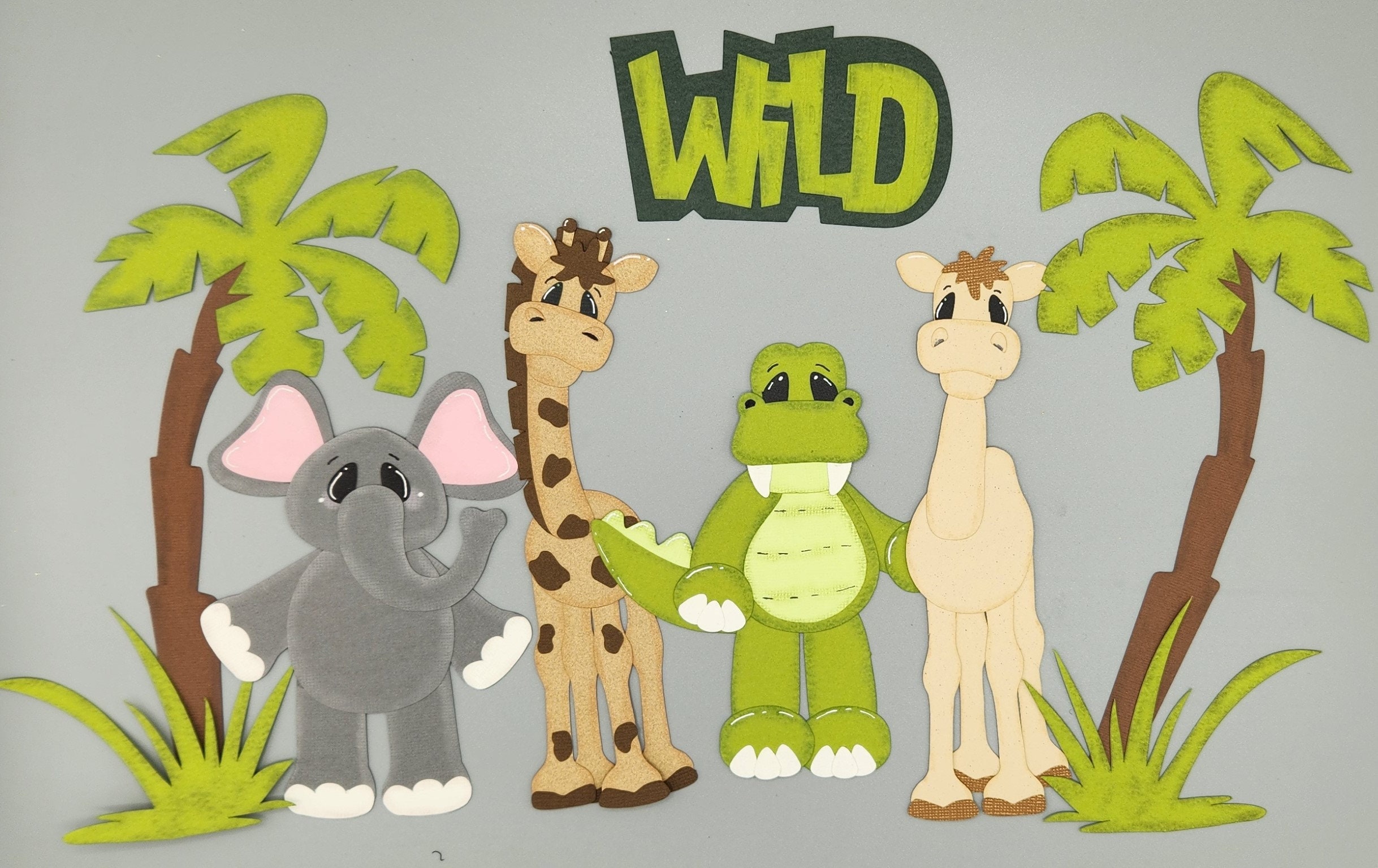 Wild Animal Handmade Paper Piecing Set of 7 for Zoo Scrapbook Pages or ...