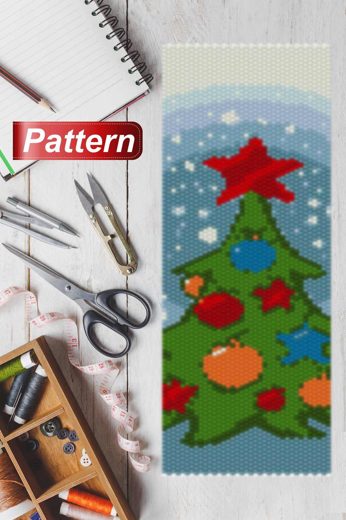 Seed Beading Pattern Christmas Tree Cuff WINTER Pattern Forest - Etsy