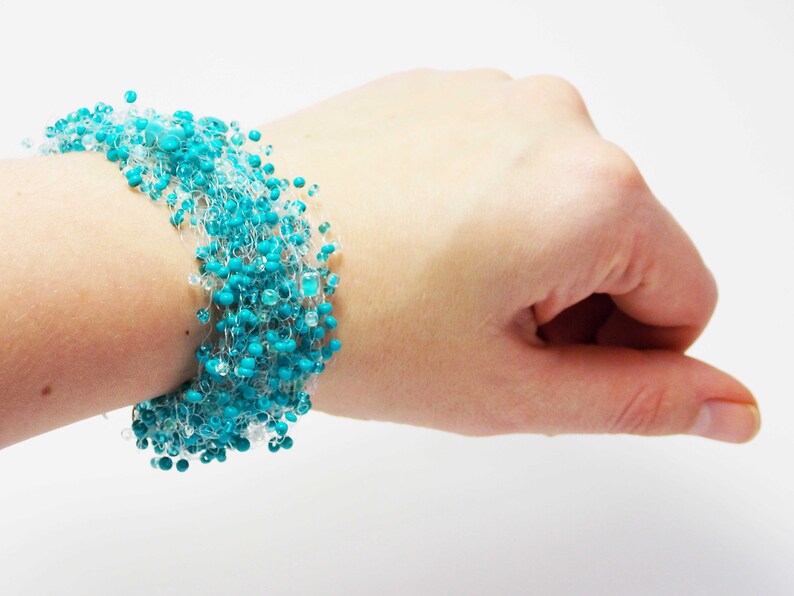 Genuine turquoise beaded bracelet Women fashion Teal cuff | Etsy