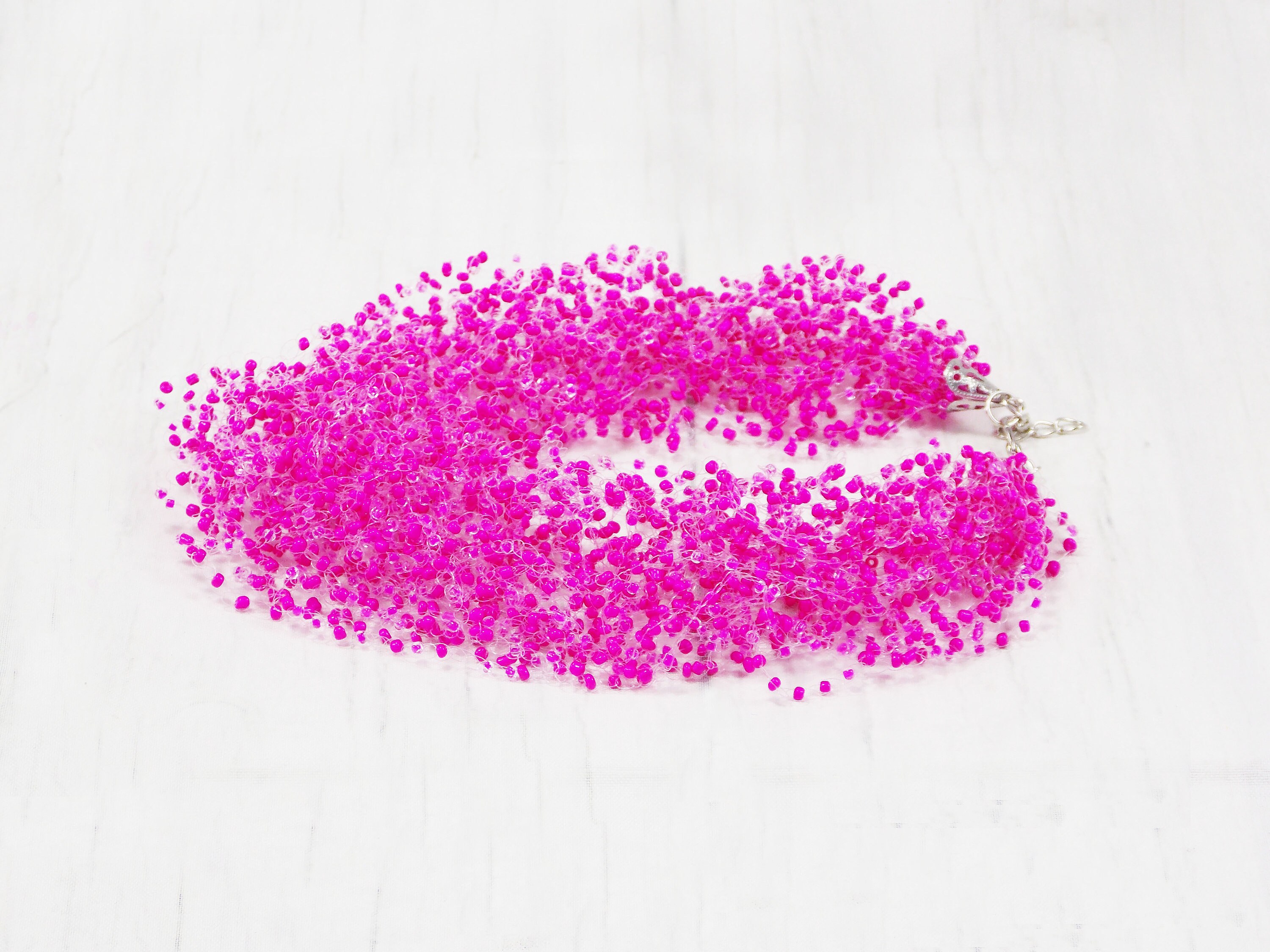 Neon pink necklace for women Magenta bridesmaid necklace Hot | Etsy