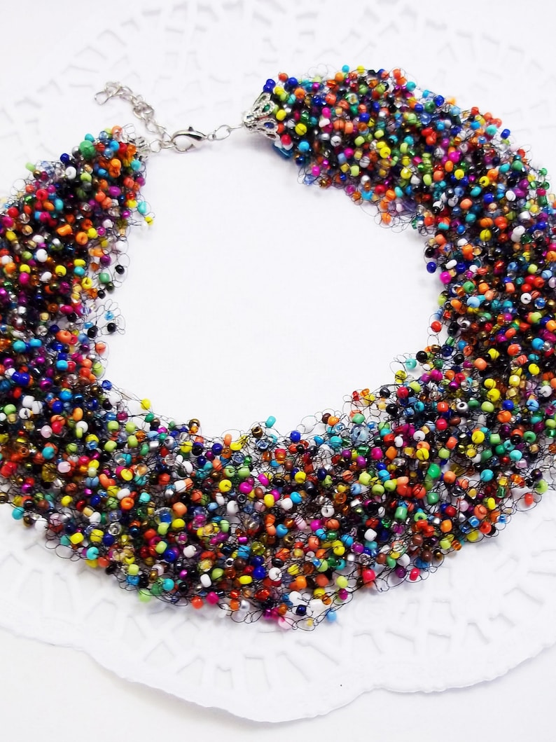 Statement Necklace Women Colorful Jewelry Bib Necklace Rainbow - Etsy