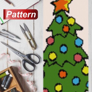 Seed Beading Pattern Christmas Tree Cuff WINTER Pattern Forest Pattern ...