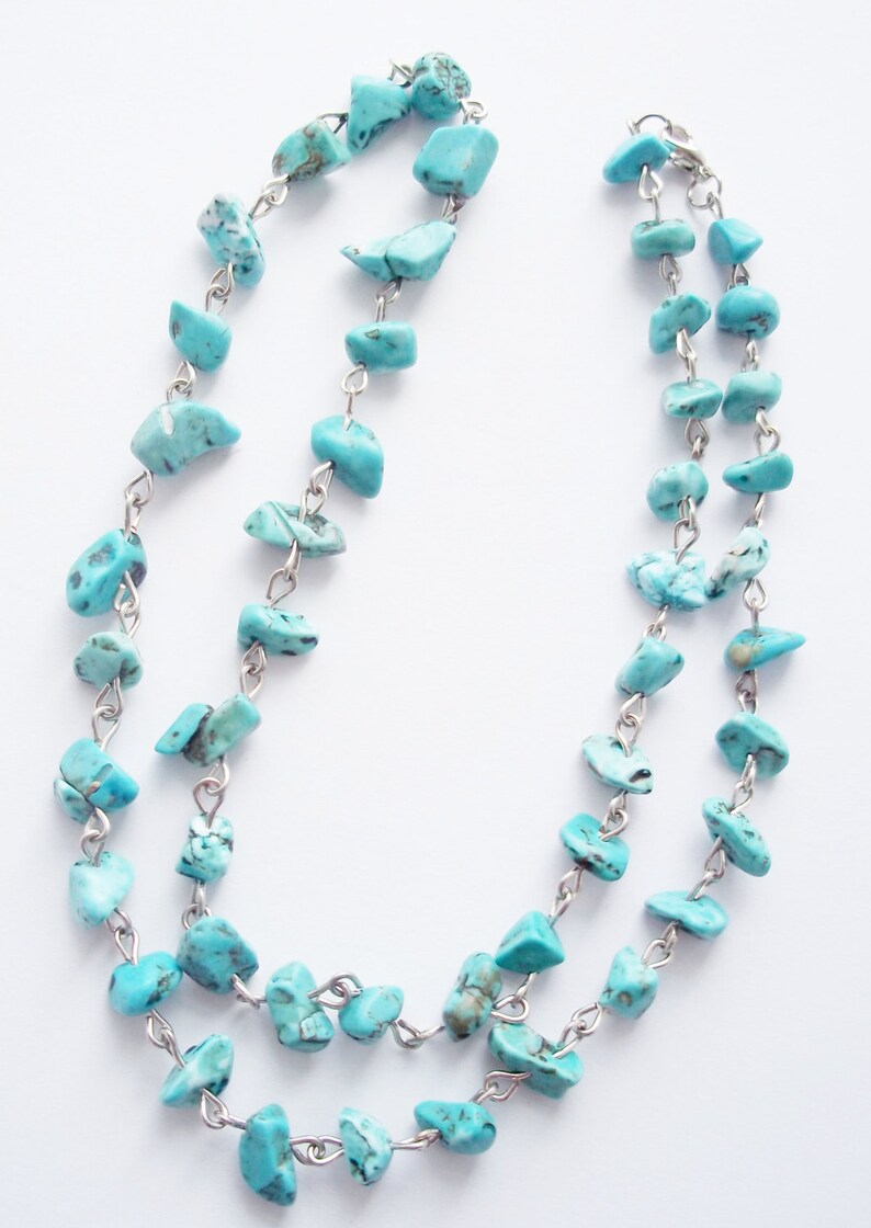 Blue turquoise stoned choker Collier de pierres précieuses - Etsy France