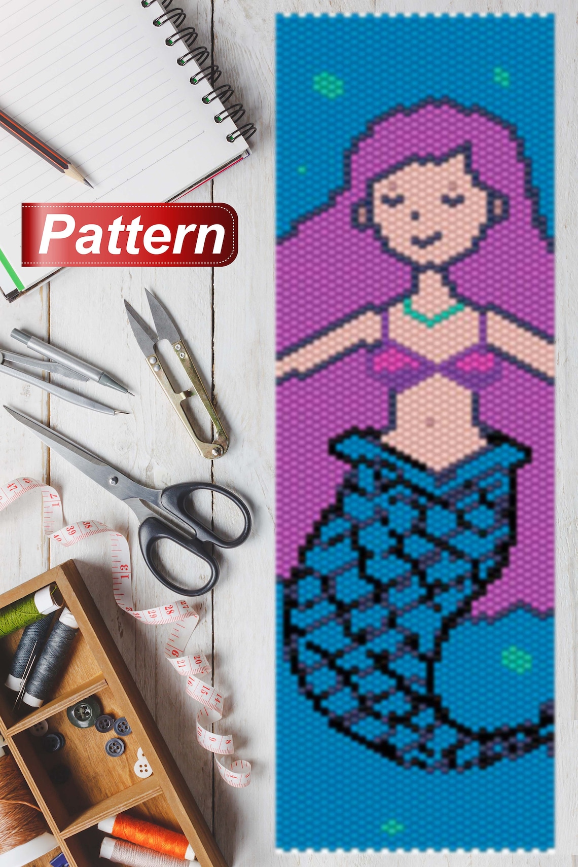 Mermaid Bead Pattern Tropical Sea Ocean Mermaid Skales Tail Peyote ...