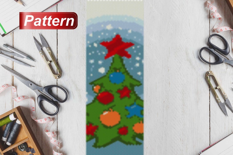 Seed Beading Pattern Christmas Tree Cuff WINTER Pattern Forest - Etsy