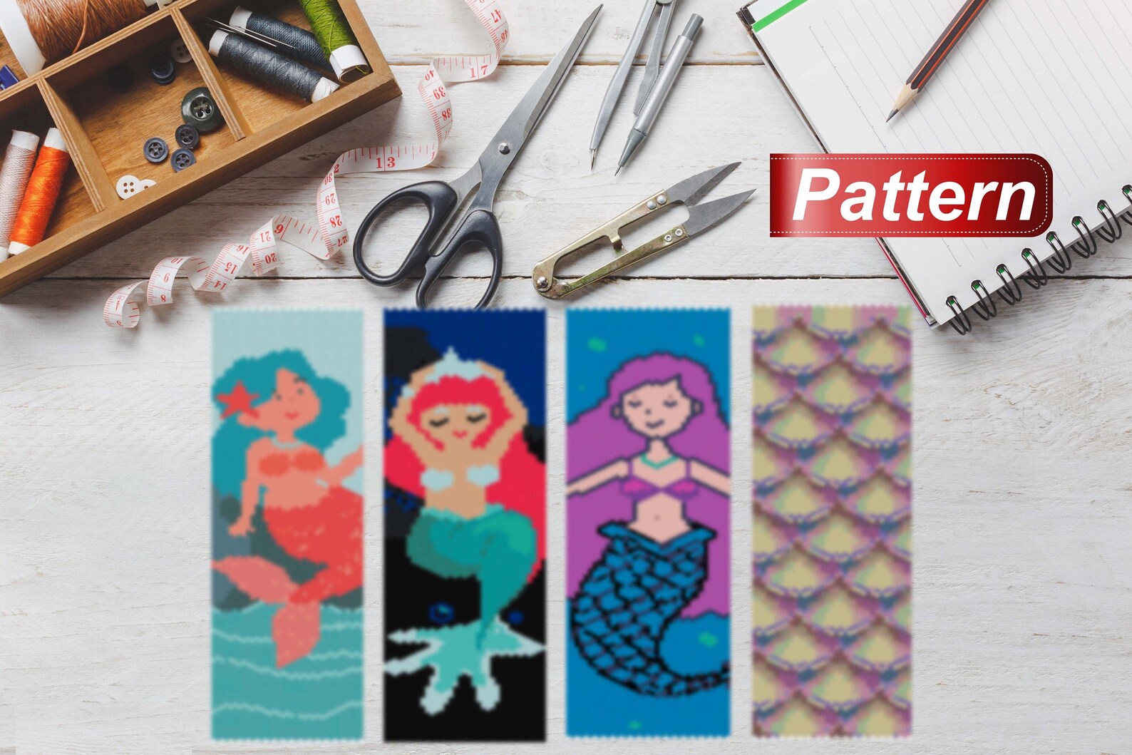 Mermaid Bead Pattern Tropical Sea Ocean Mermaid Skales Tail Peyote ...