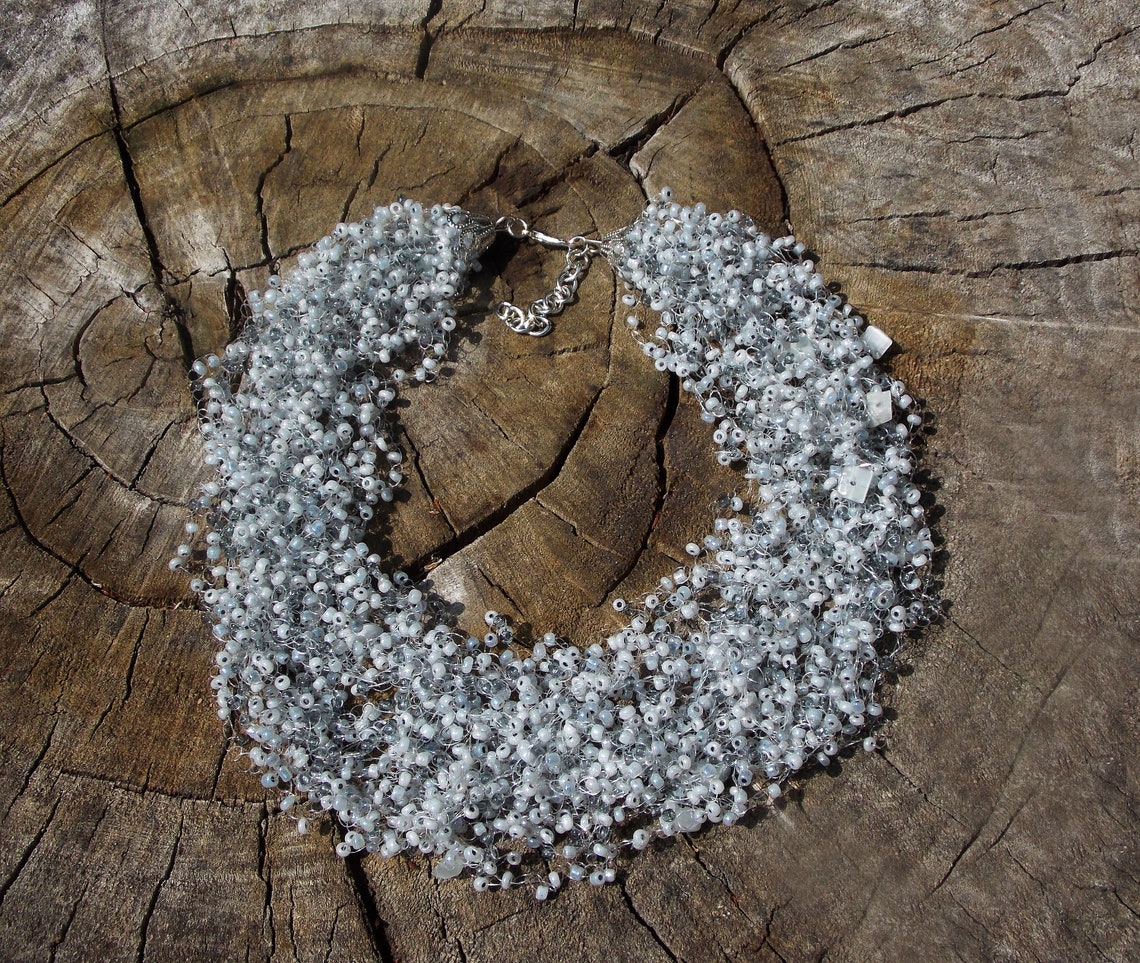 Statement grey necklaces pastel jewelry handcrafted necklace | Etsy