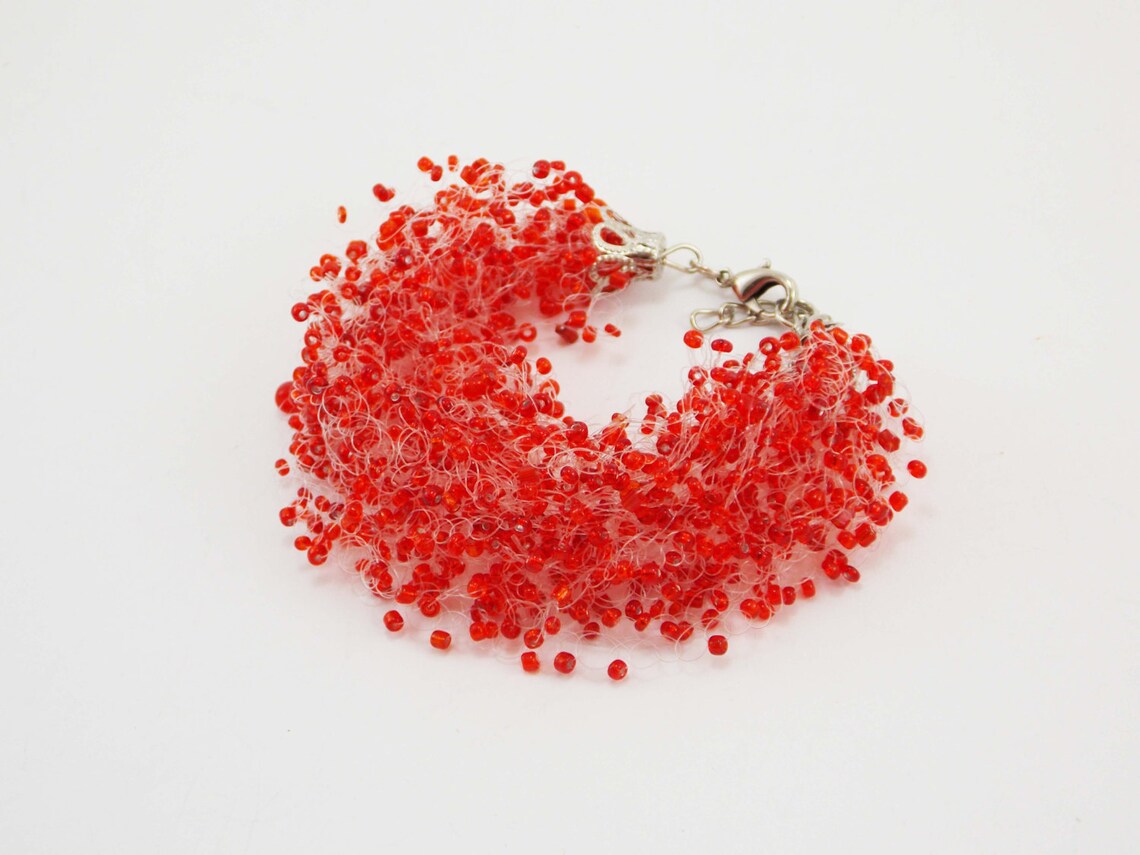 Red bracelet for women red jewelry multi strand bracelet red | Etsy