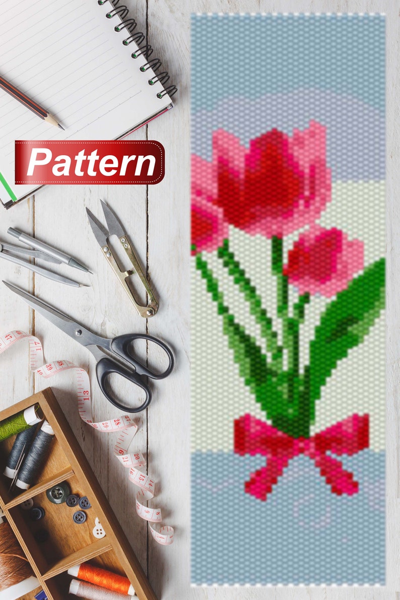 Flowers Bead Pattern Tulips Set Sping Leaf Floral Nature - Etsy