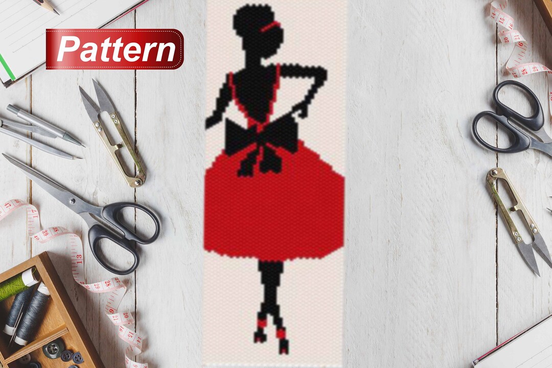 Elegant Red Dress Peyote Beaded Patterns Pdf Make Jewelry and Beading ...