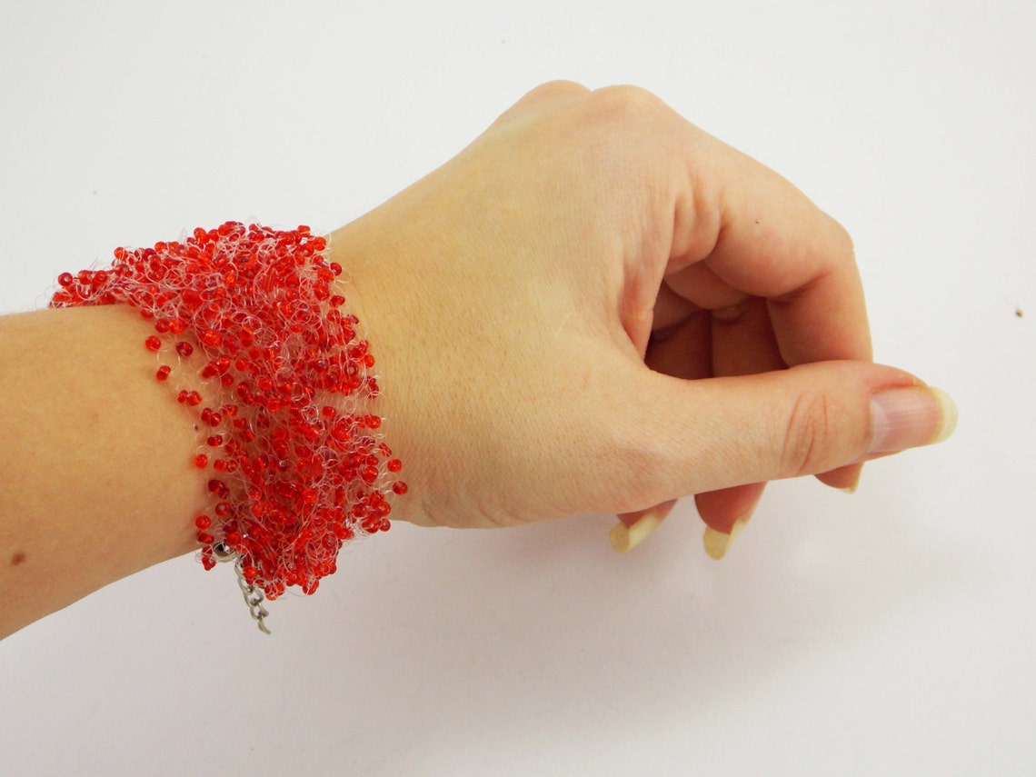 Red bracelet for women red jewelry multi strand bracelet red | Etsy