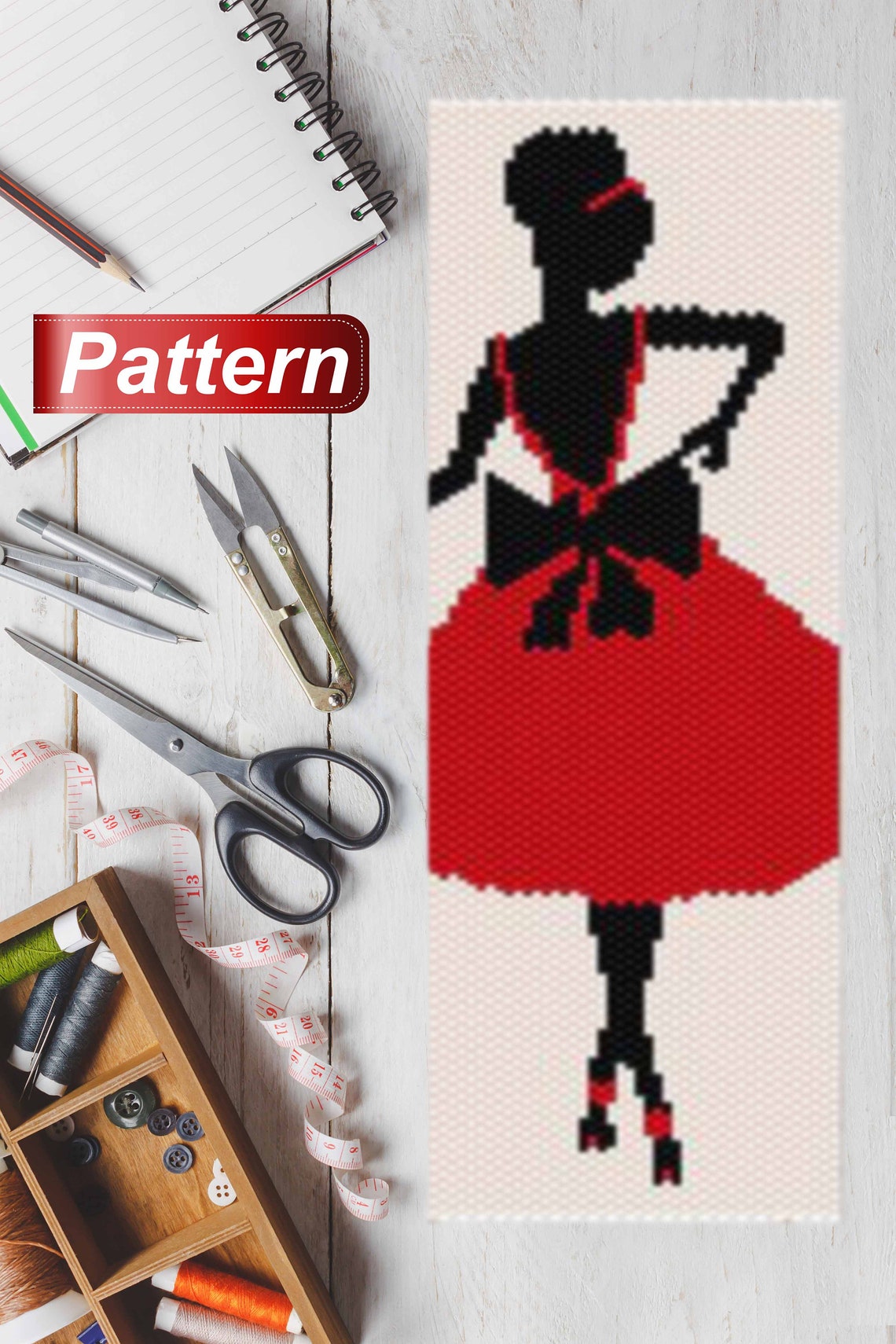 Elegant Red Dress Peyote Beaded Patterns Pdf Make Jewelry and - Etsy