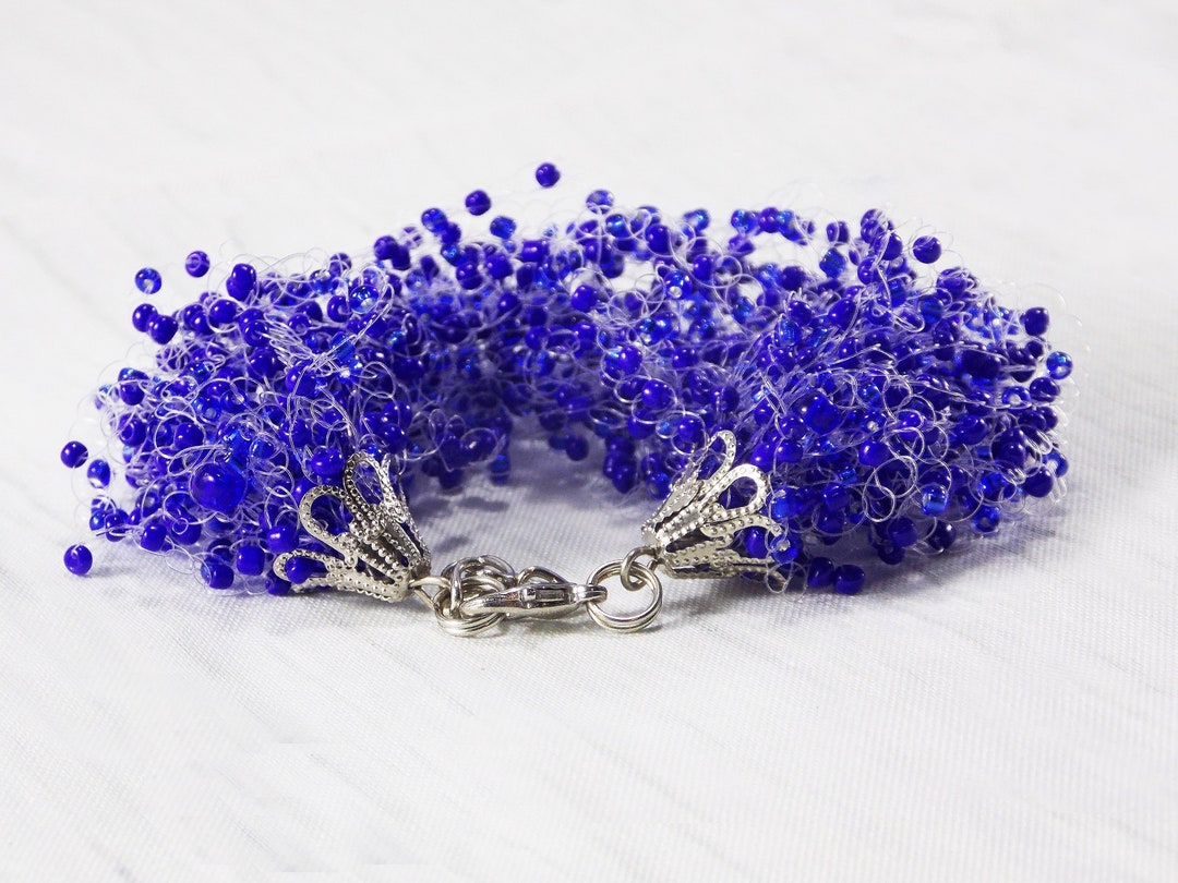 Royal Blue Jewelry Something Blue Bracelet Wedding Beaded Stretch ...