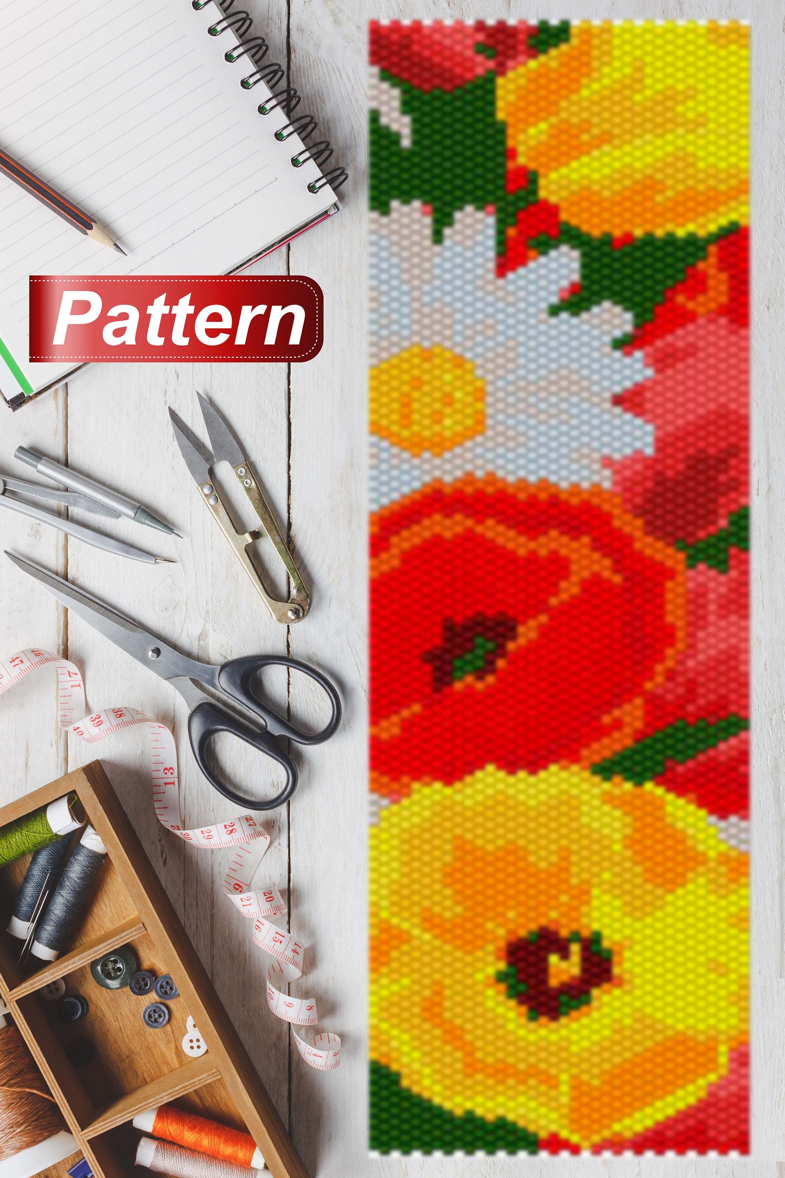 Flowers Bead Pattern Tulips Set Sping Leaf Floral Nature - Etsy