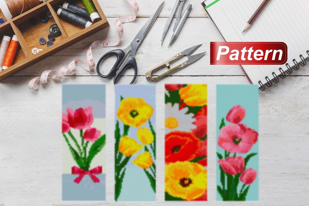 Flowers Bead Pattern Tulips Set Sping Leaf Floral Nature Beaded Cuff ...