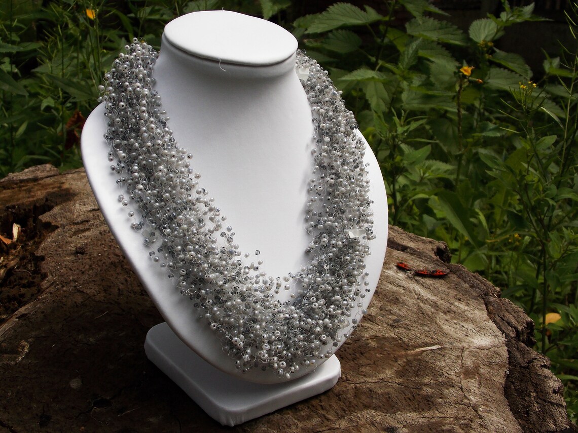 Statement grey necklaces pastel jewelry handcrafted necklace | Etsy