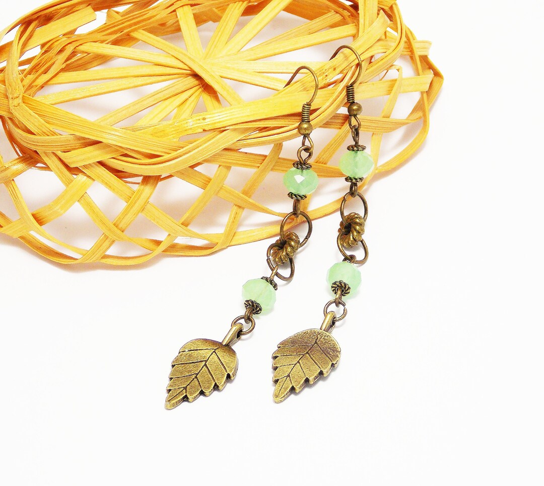 Birch Leaf Jewelry Green Jade Leaf Earring Spring Gift Mom Small Autumn ...