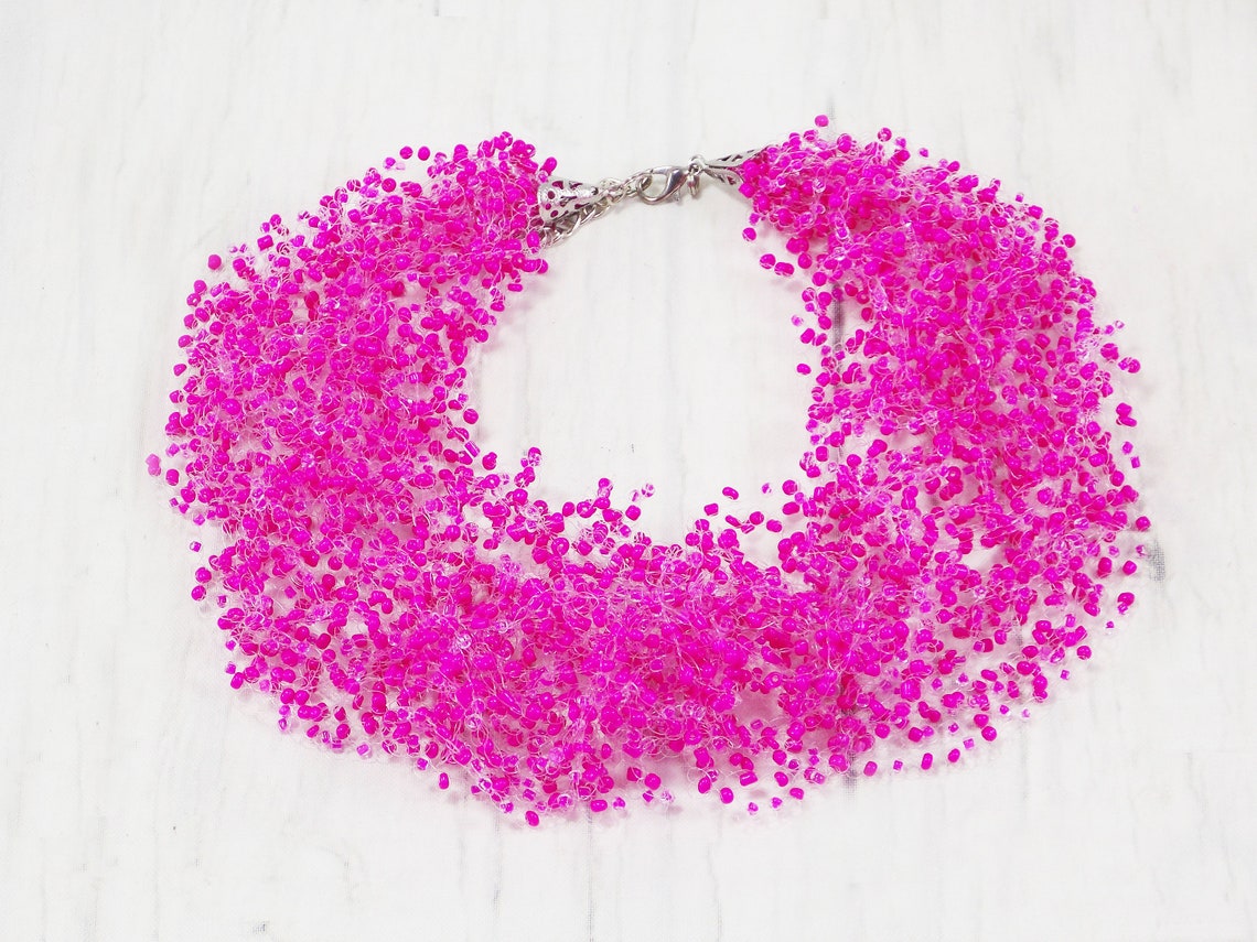 Neon Pink Necklace for Women Magenta Bridesmaid Necklace Hot - Etsy
