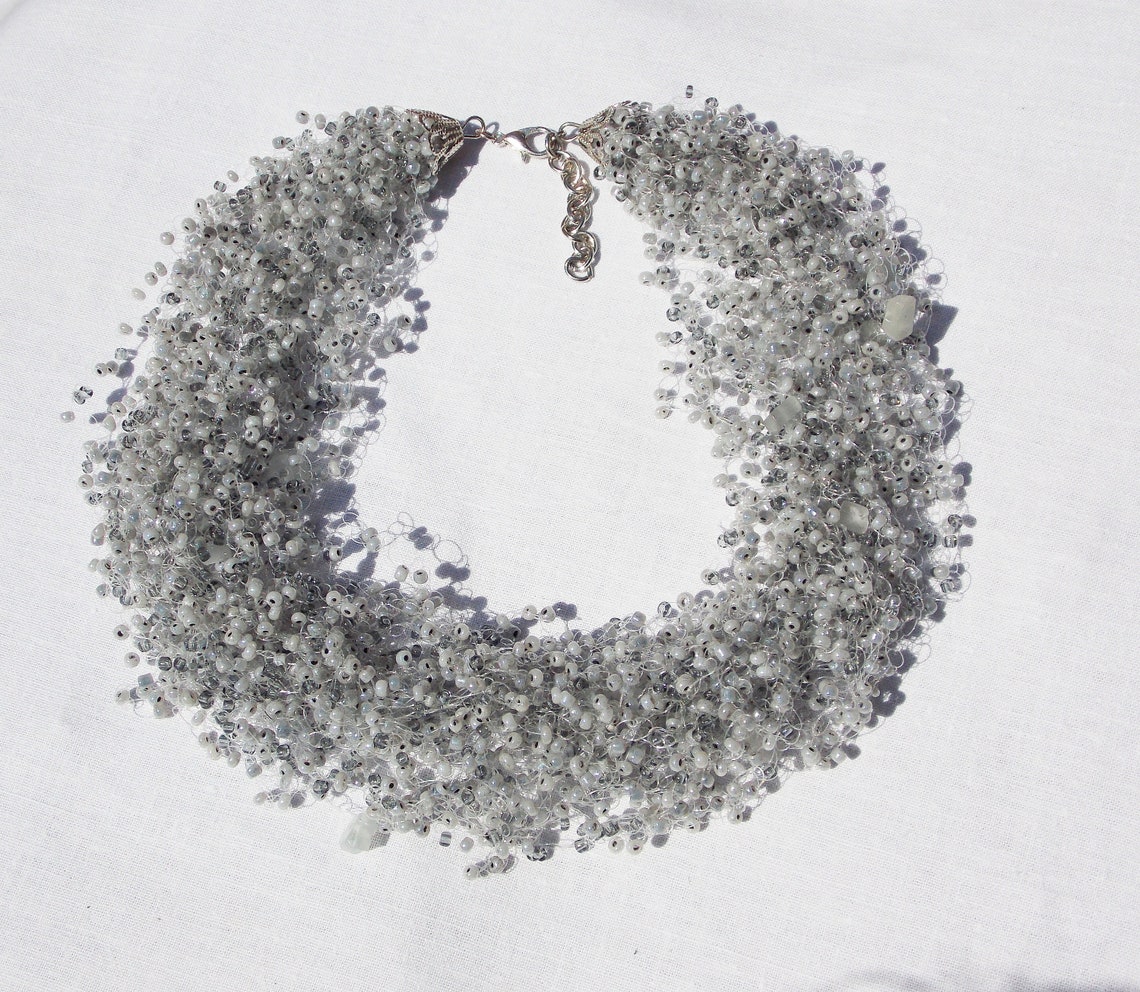 Statement grey necklaces pastel jewelry handcrafted necklace | Etsy