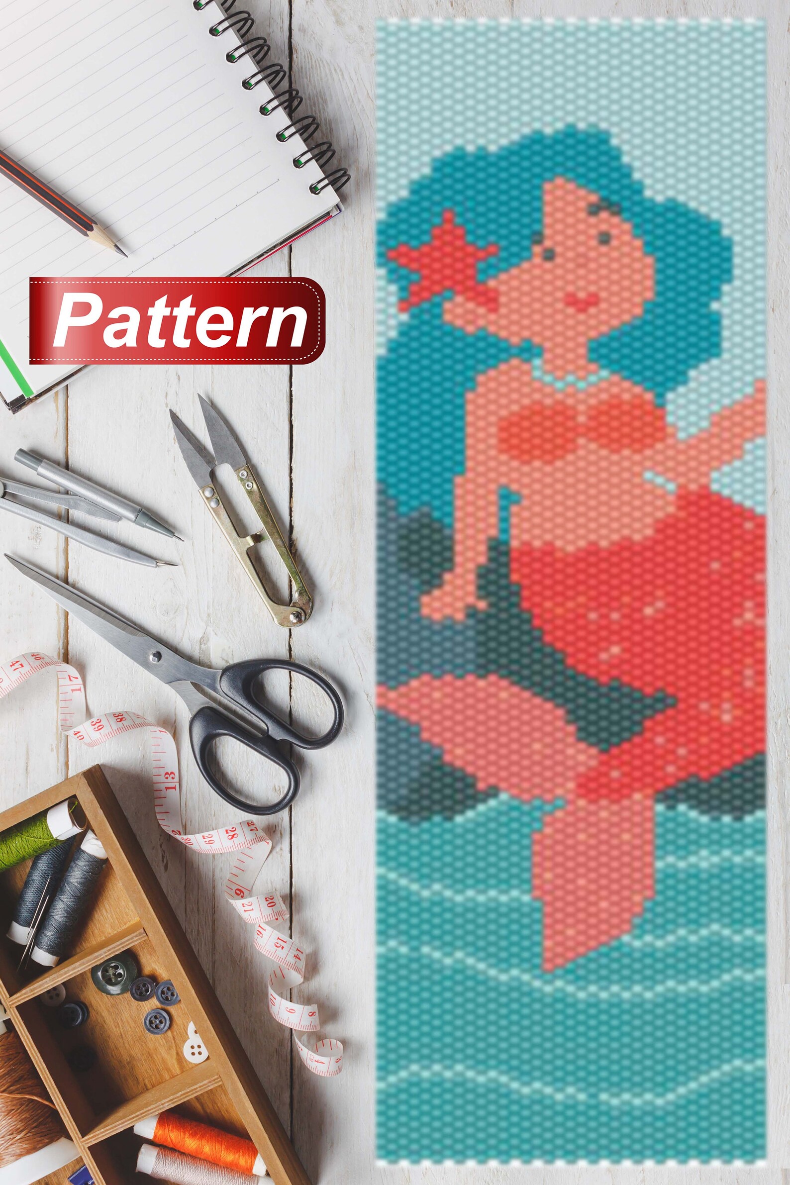 Mermaid Bead Pattern Tropical Sea Ocean Mermaid Skales Tail Peyote ...