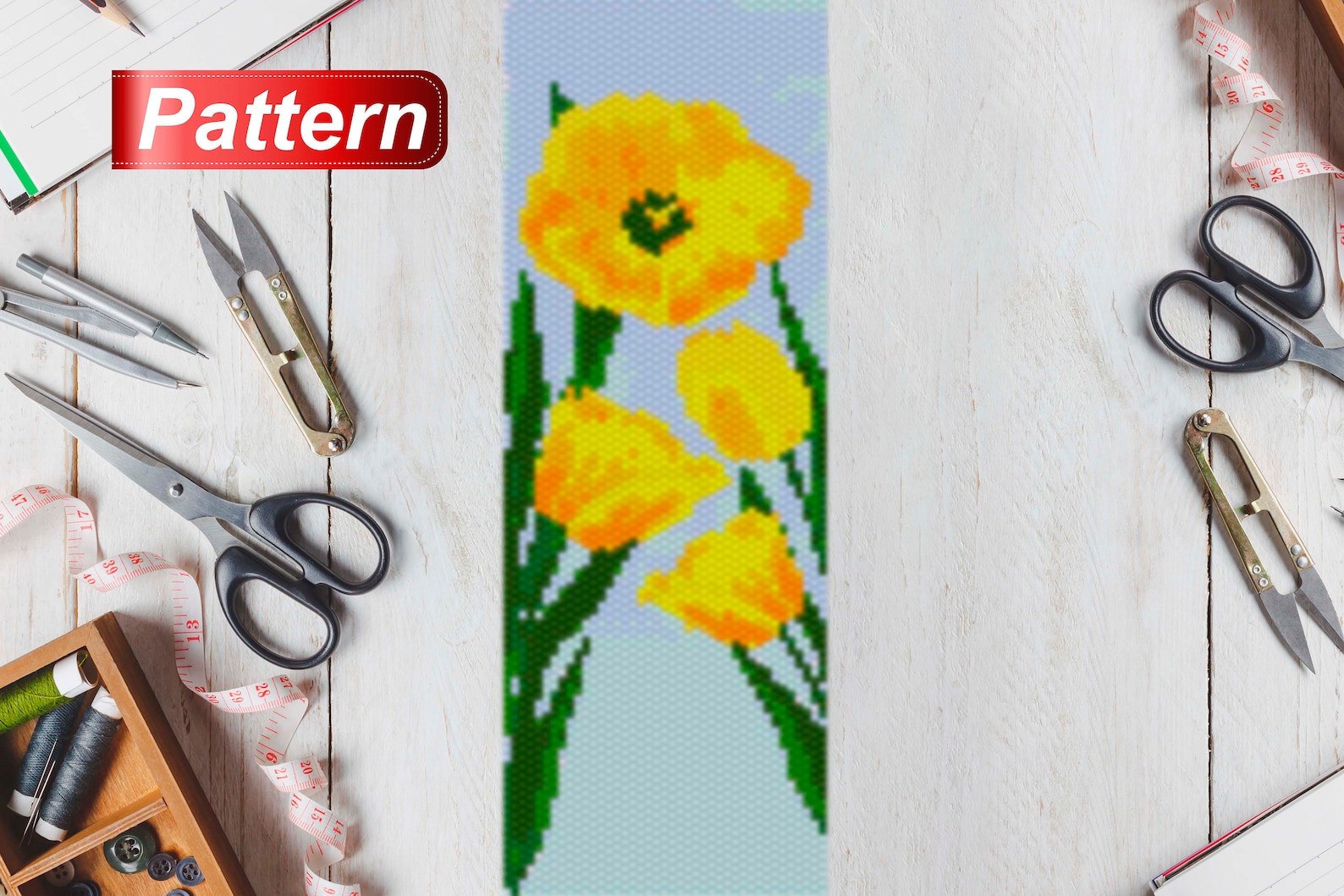 Flowers Bead pattern tulips set sping leaf Floral Nature | Etsy