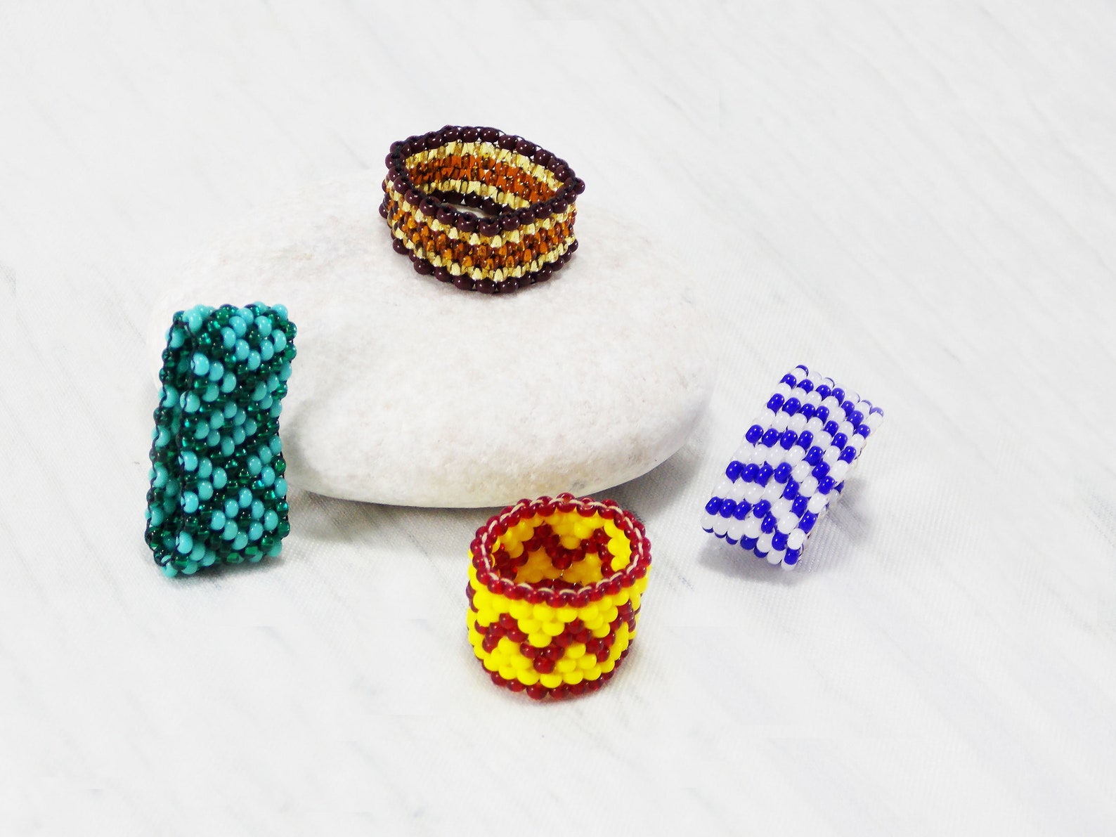 Band Rings for Women Colour Boho Ring Set Beaded Finger Rings - Etsy