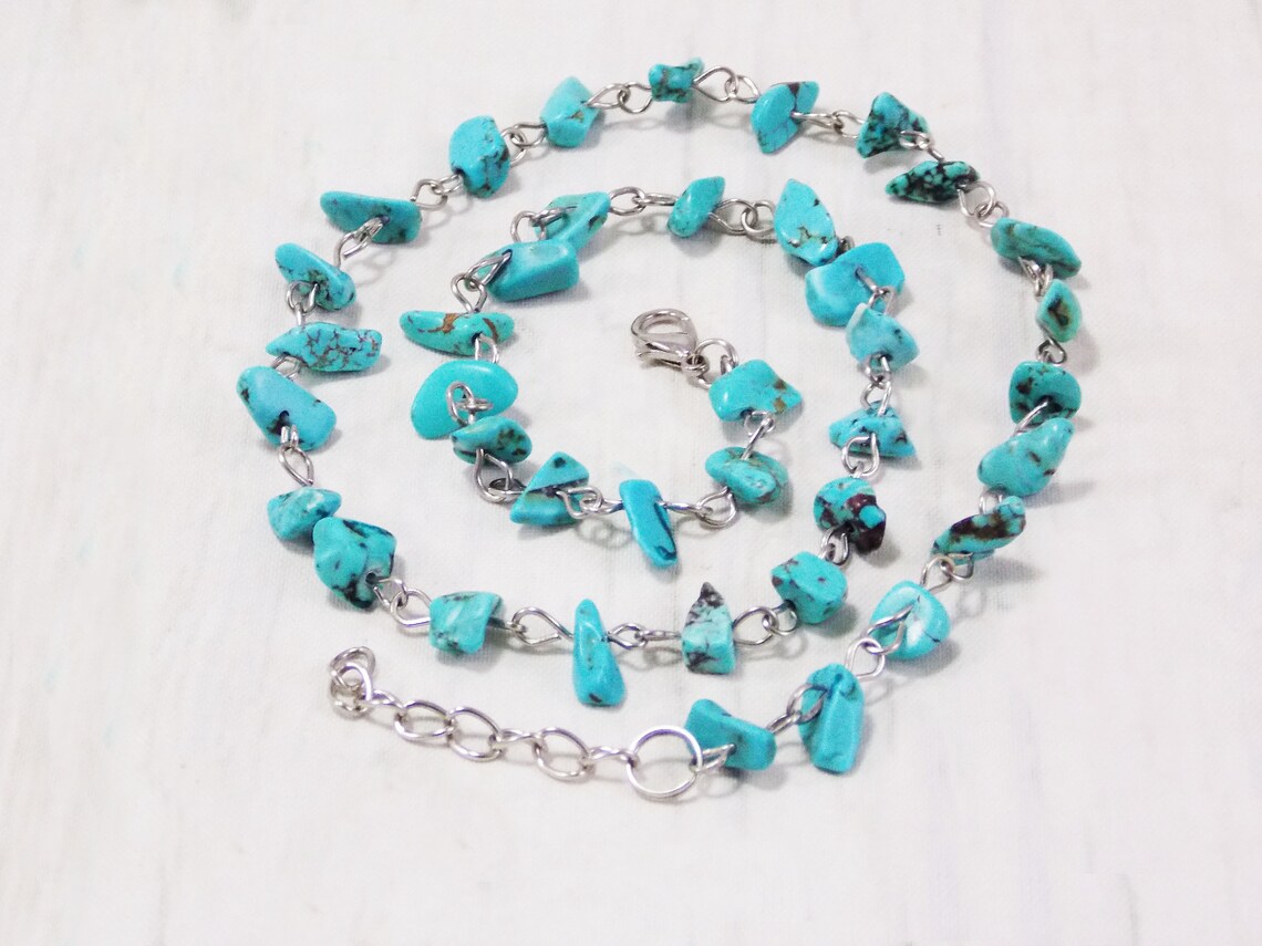 Blue turquoise stoned choker Collier de pierres précieuses - Etsy France