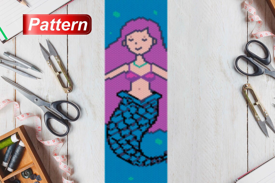 Mermaid Bead Pattern Tropical Sea Ocean Mermaid Skales Tail Peyote ...