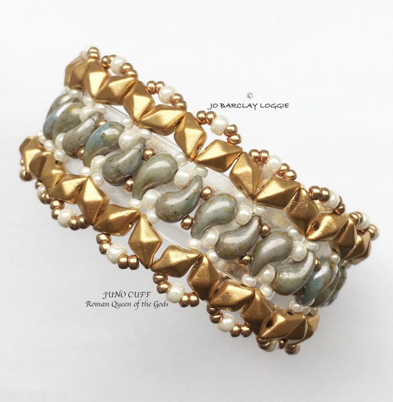 Diamonduo and Zoliduo Beaded Cuff Bracelet Tutorial Beading Pattern ...