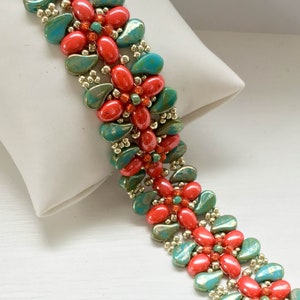 Paisley Duo and Samos Par Puca Cuff Bracelet Tutorial Beading Pattern ...