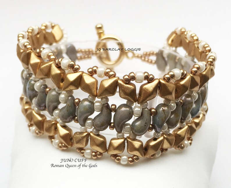 Diamonduo and Zoliduo Beaded Cuff Bracelet Tutorial Beading Pattern ...