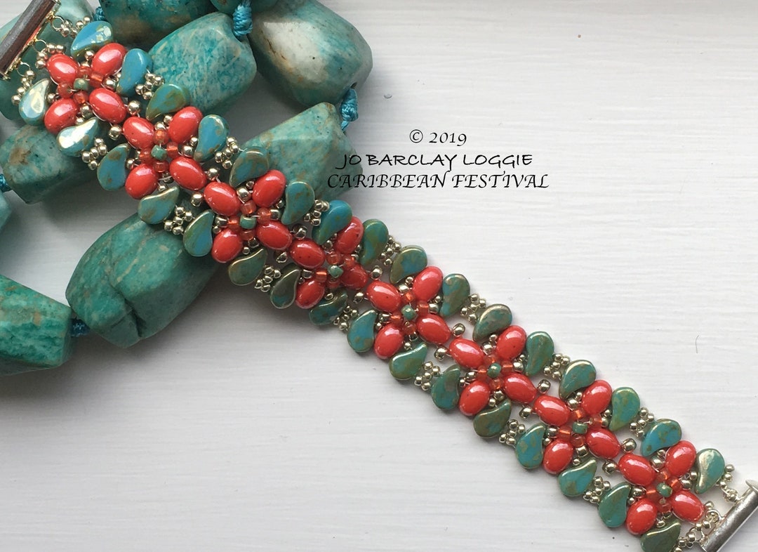 Paisley Duo and Samos Par Puca Cuff Bracelet Tutorial Beading Pattern ...