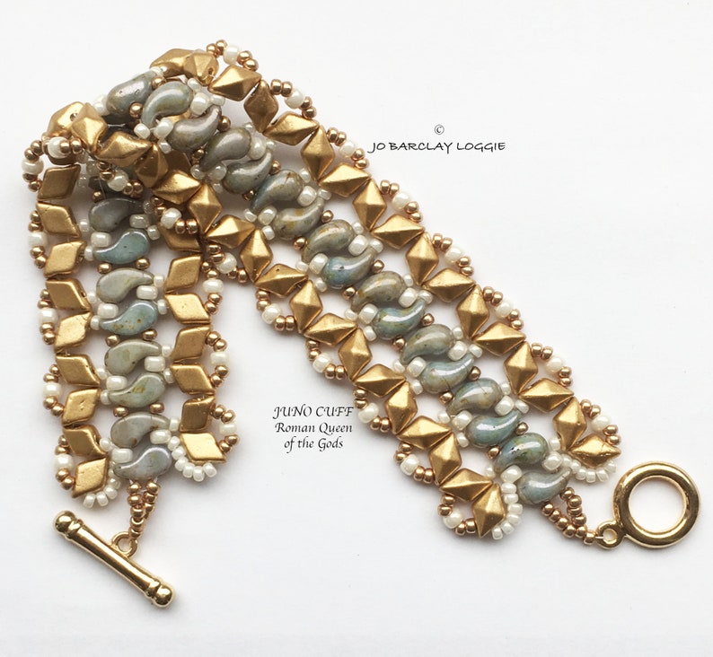 Diamonduo and Zoliduo Beaded Cuff Bracelet Tutorial Beading Pattern ...