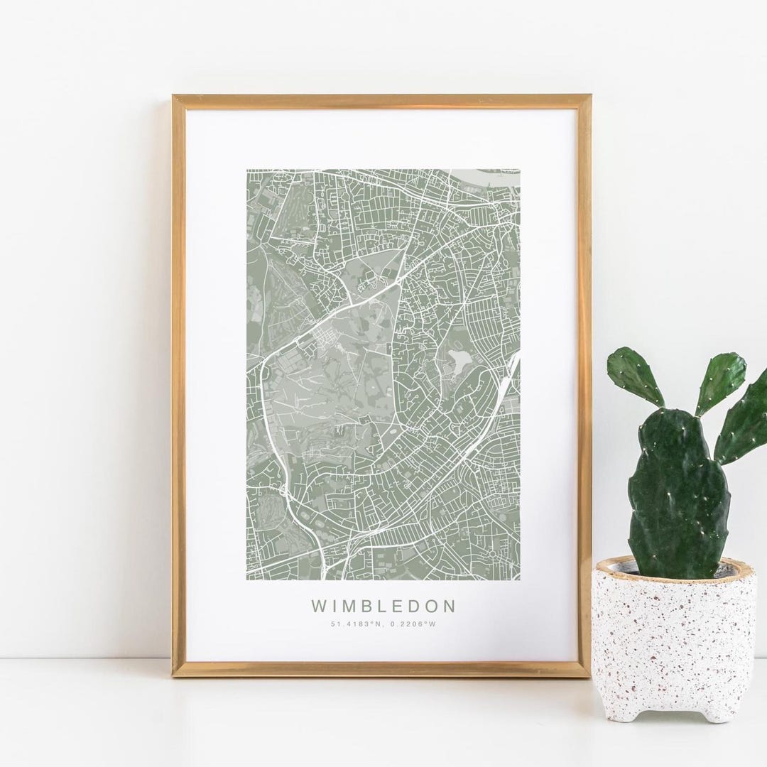 Wimbledon South London Map Poster Print, Custom Travel Map of Wimbledon ...
