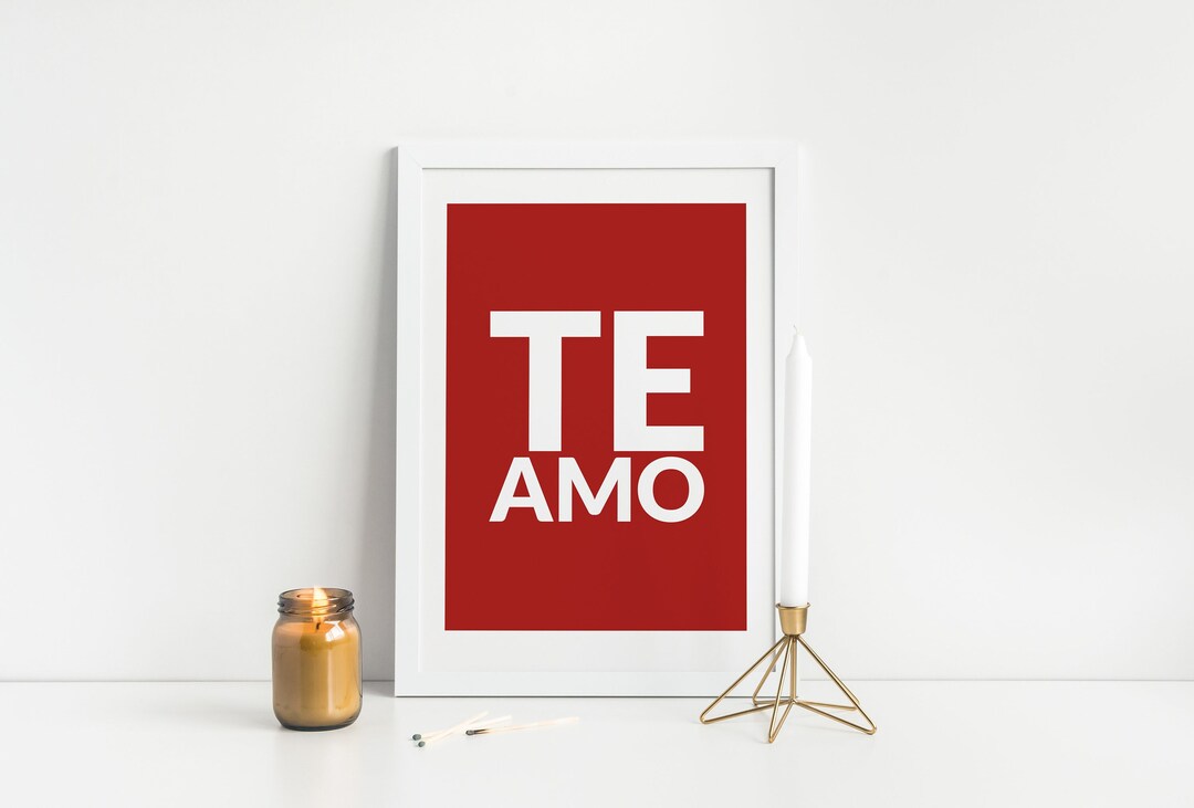 I Love You Wall Art Print TE AMO Poster Colourful Gallery Wall Art I Love You in Spanish Gift ...