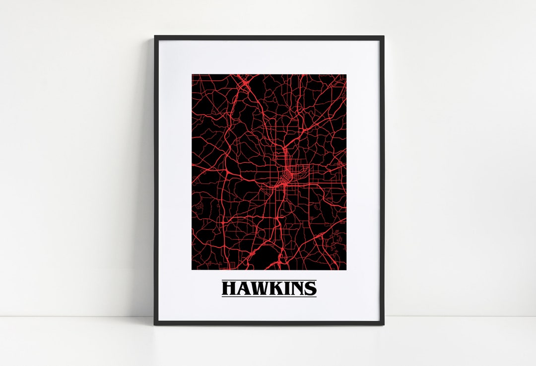 Stranger Things Hawkins Map Print Indiana TV Poster Wall Art TV Fan ...