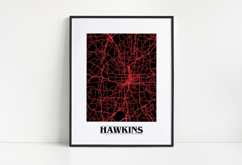 Stranger Things Hawkins Map Print Indiana TV Poster Wall Art - Etsy
