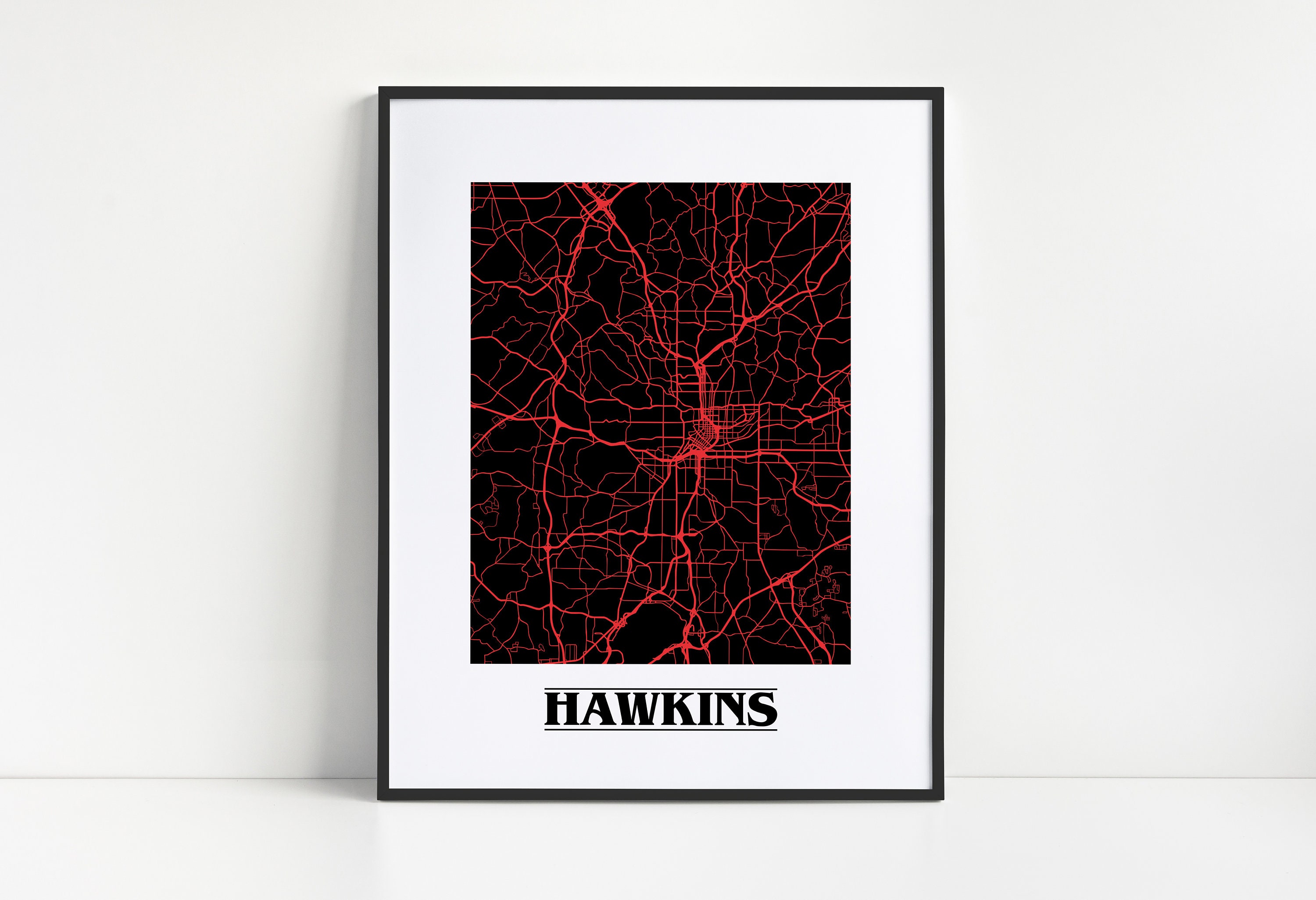 Stranger Things Hawkins Map Print Indiana TV Poster Wall Art TV Fan ...