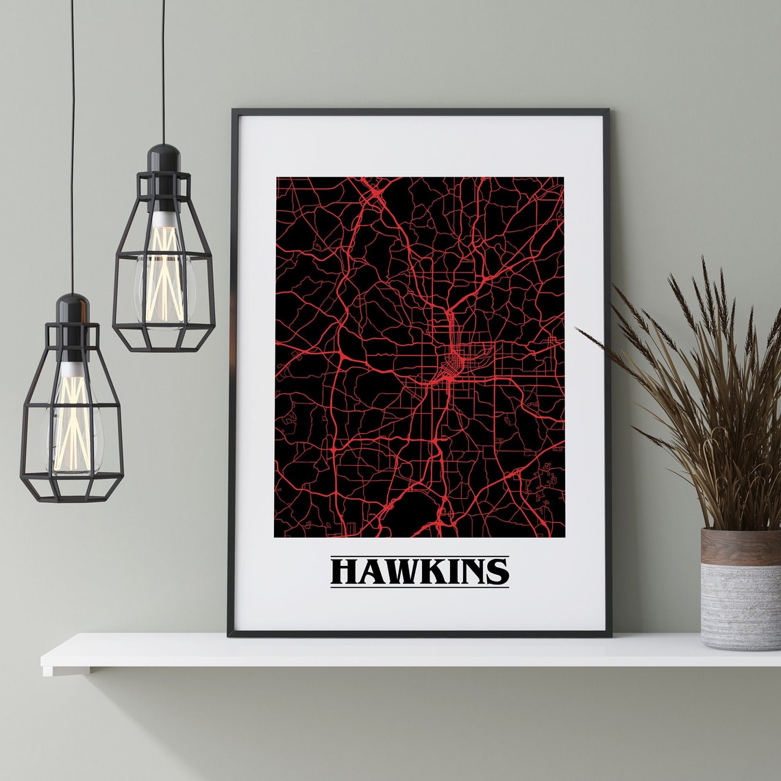 Stranger Things Hawkins Map Print Indiana TV Poster Wall Art TV Fan ...